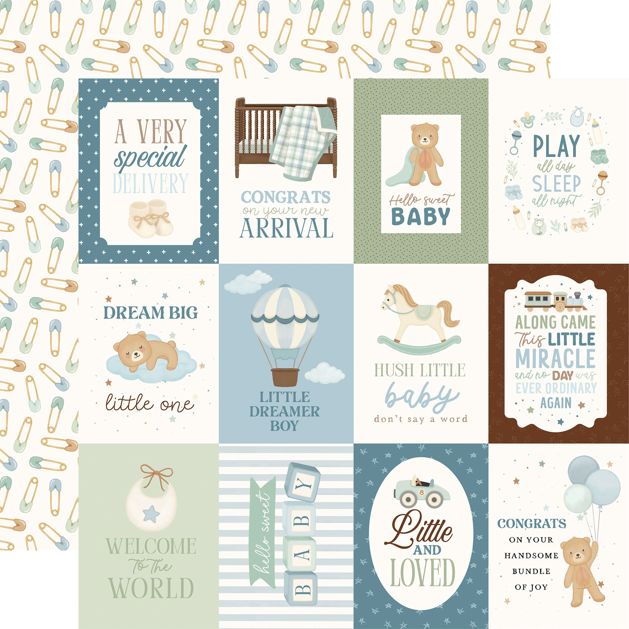 Little Lullabies - Baby Boy: 3x4 Journaling Cards 12x12 Patterned Paper ...