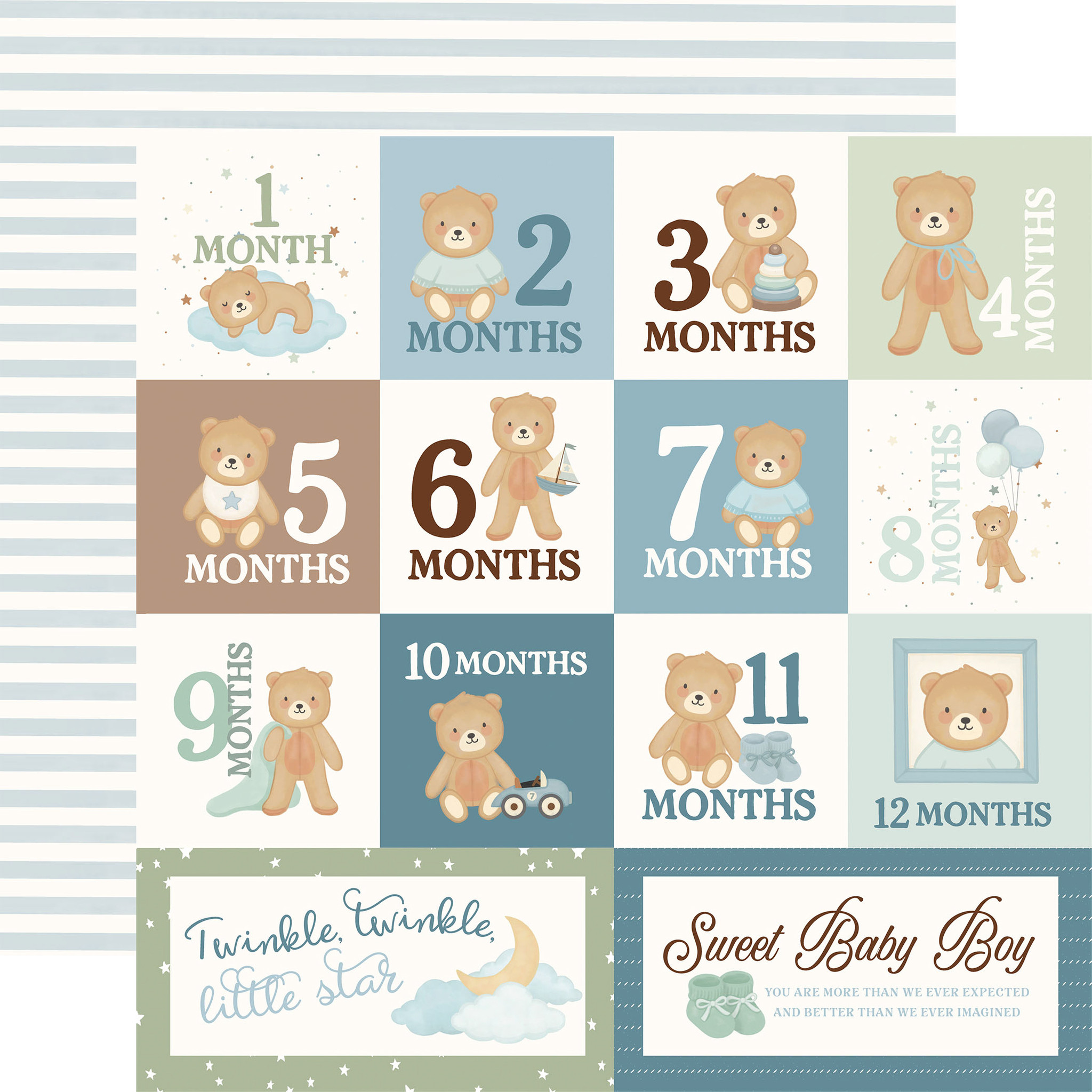 Little Lullabies - Baby Boy: Monthly Journaling Cards 12x12 Patterned ...
