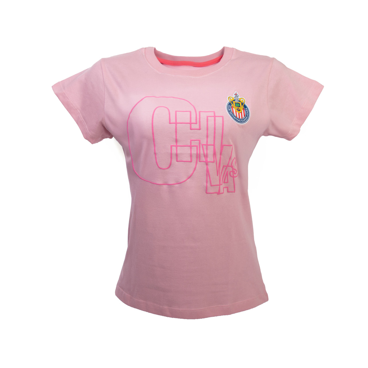 PLAYERA LETRAS CHIVAS ROSA MUJER