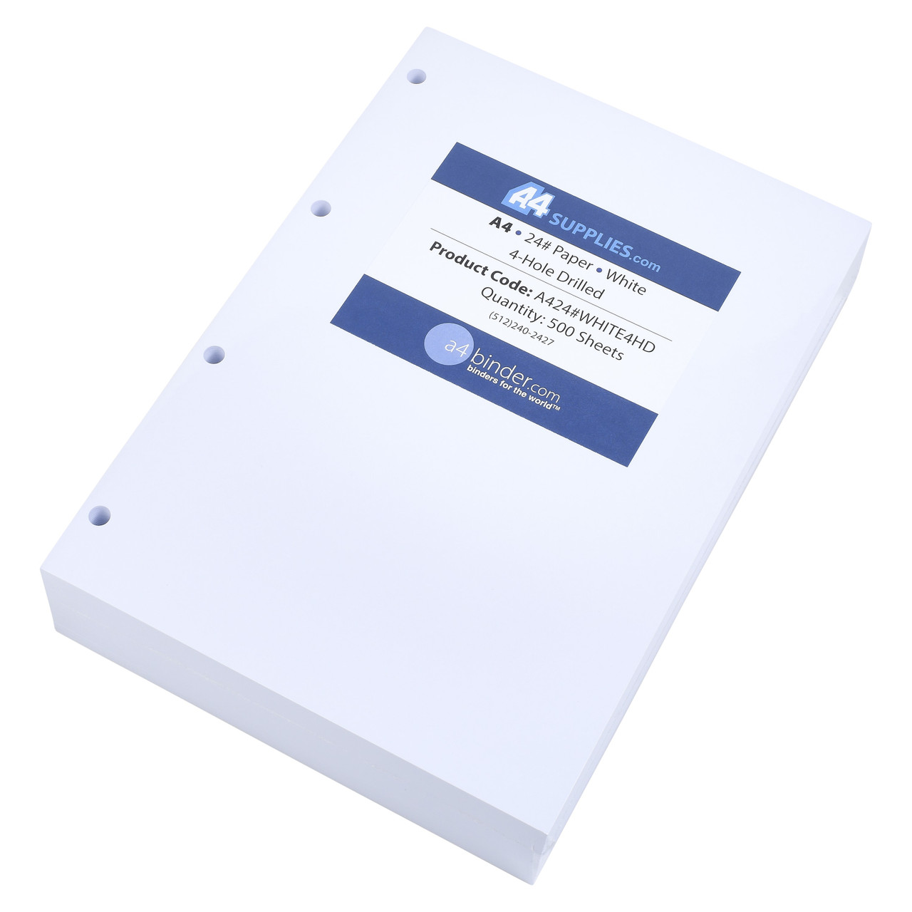 A4 24lb White Paper Pre-Drilled With 2 Holes, 3 Holes, 4 Holes