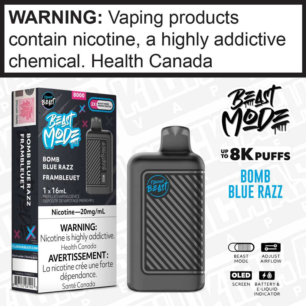 Bomb Blue Razz BEAST MODE Disposable by Flavour Beast