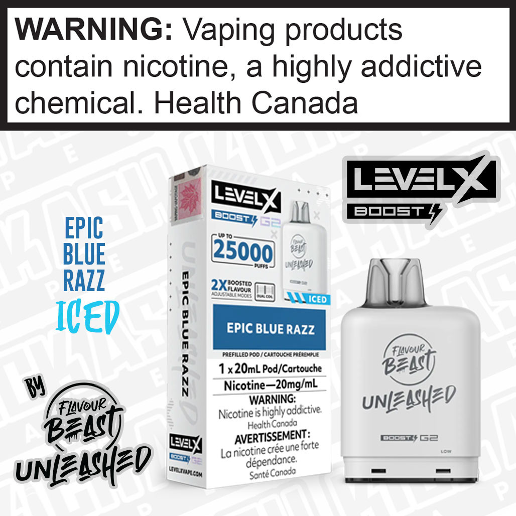 Epic Blue Razz Iced Flavour Beast Unleashed LEVEL X BOOST POD - Kick ...