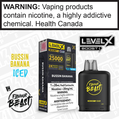 Bussin Banana Iced Flavour Beast LEVEL X BOOST POD - Kick Ash Vapes