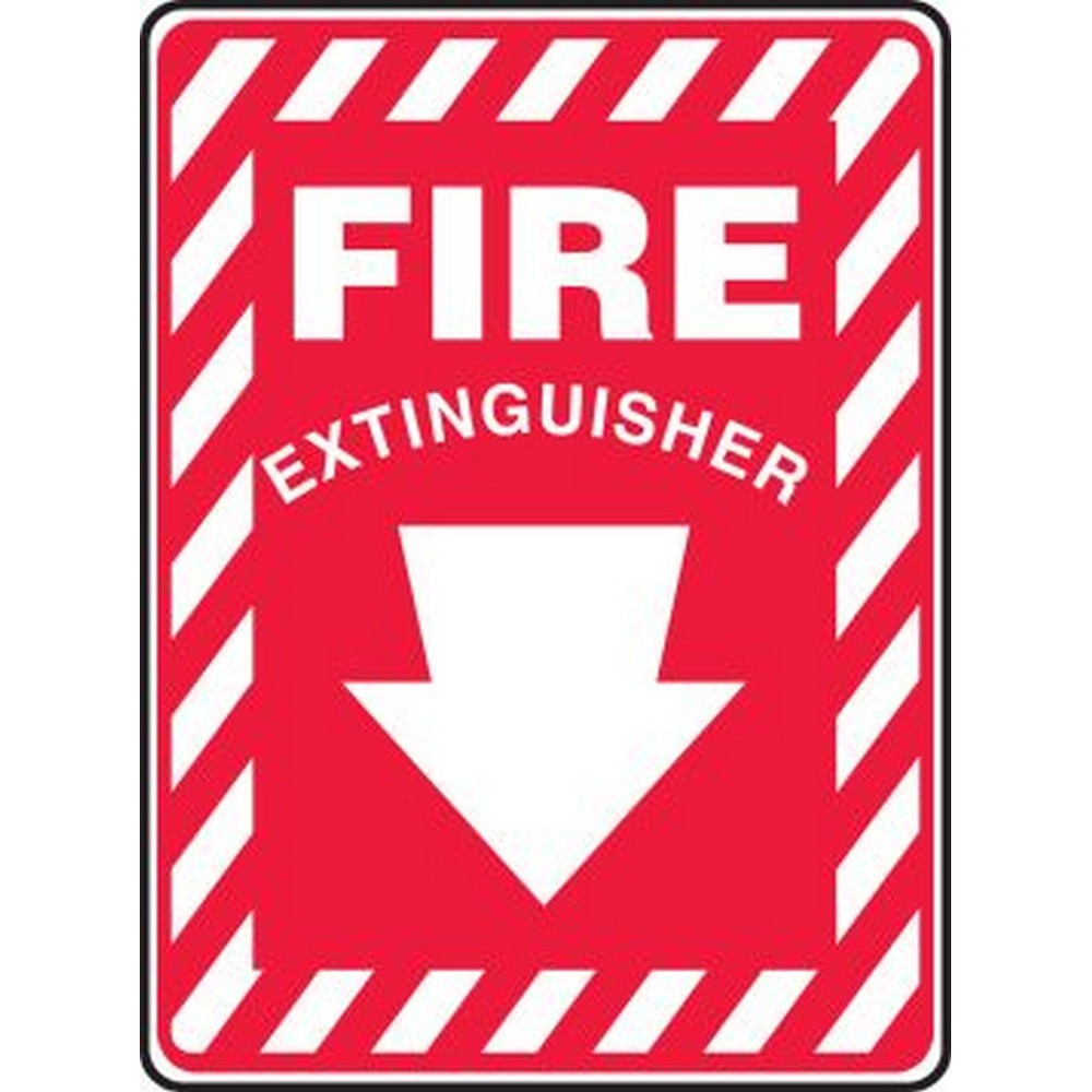 Accuform NMC MFXG908XL Safety Sign: Fire Extinguisher (Down Arrow White ...