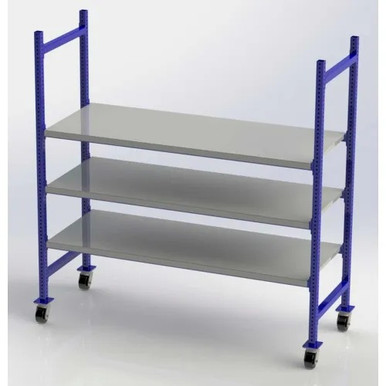 UNEX FCMFS76283 Flow Cell Mobile Pick Tray Rack, 3 Flat Steel Shelves ...