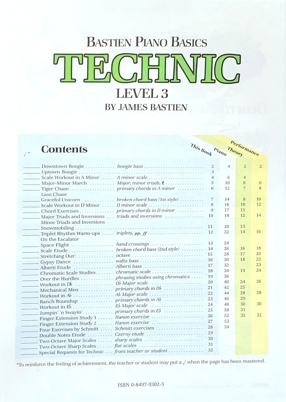 Bastien Piano Basics Technic Level 3