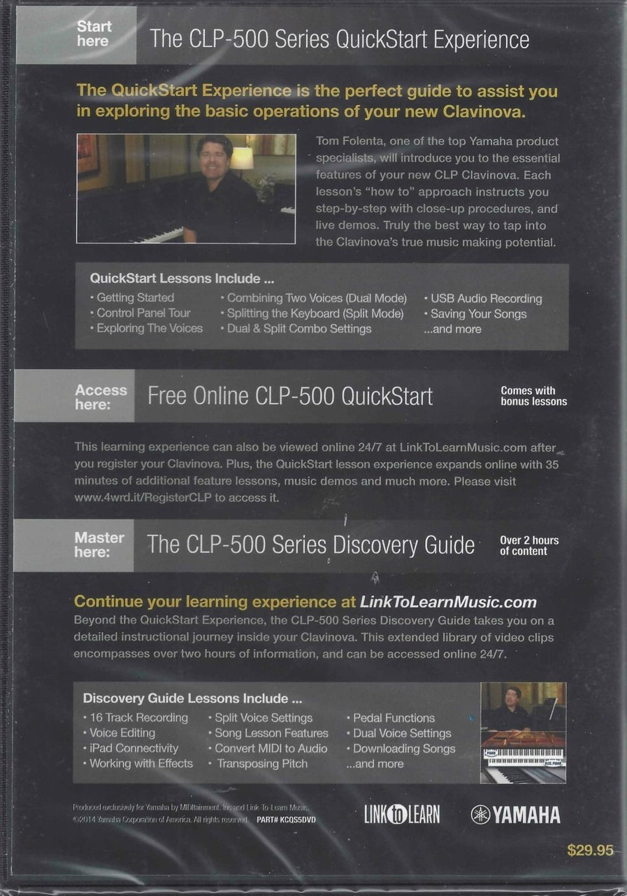 Yamaha Clavinova CLP-500 Series QuickStart DVD at Piano Gallery Music ...