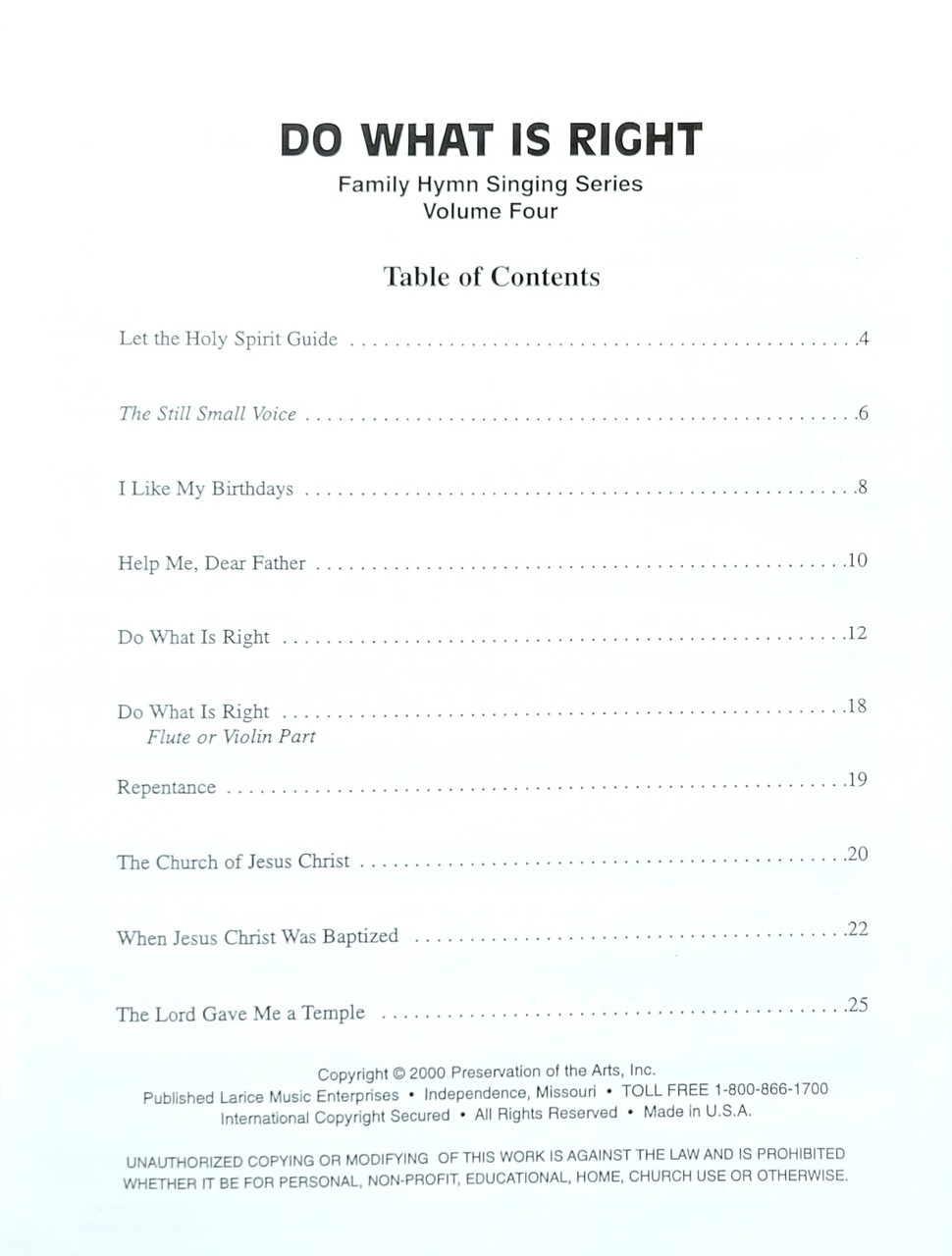Do What Is Right-Family Hymn Sing Bk 4 - Piano Gallery