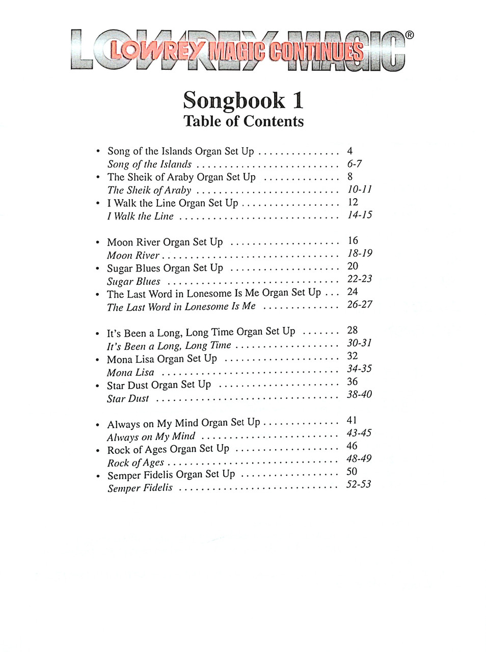 Lowrey Magic Organ Continues SONGBOOK ONE - Piano Gallery