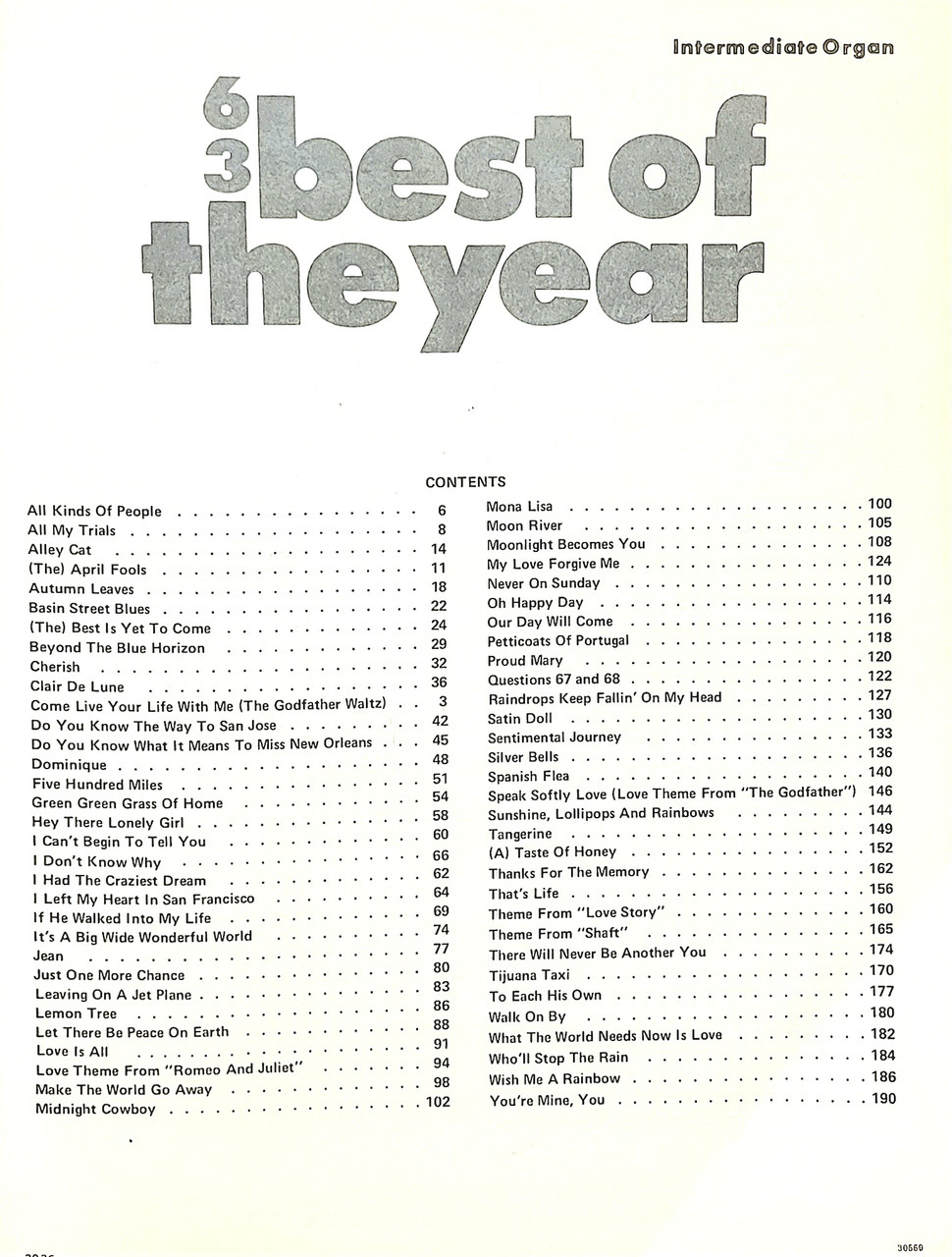USED/VINTAGE Book- 63 Best of the Year-Intermediate Organ - Piano Gallery