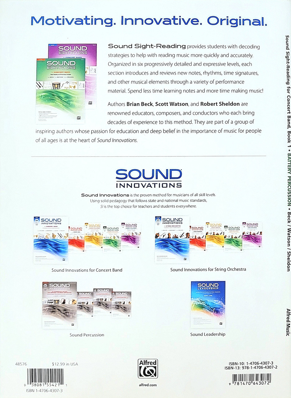 Sound Sight Reading for Concert Band Bk 1 Battery Percussion