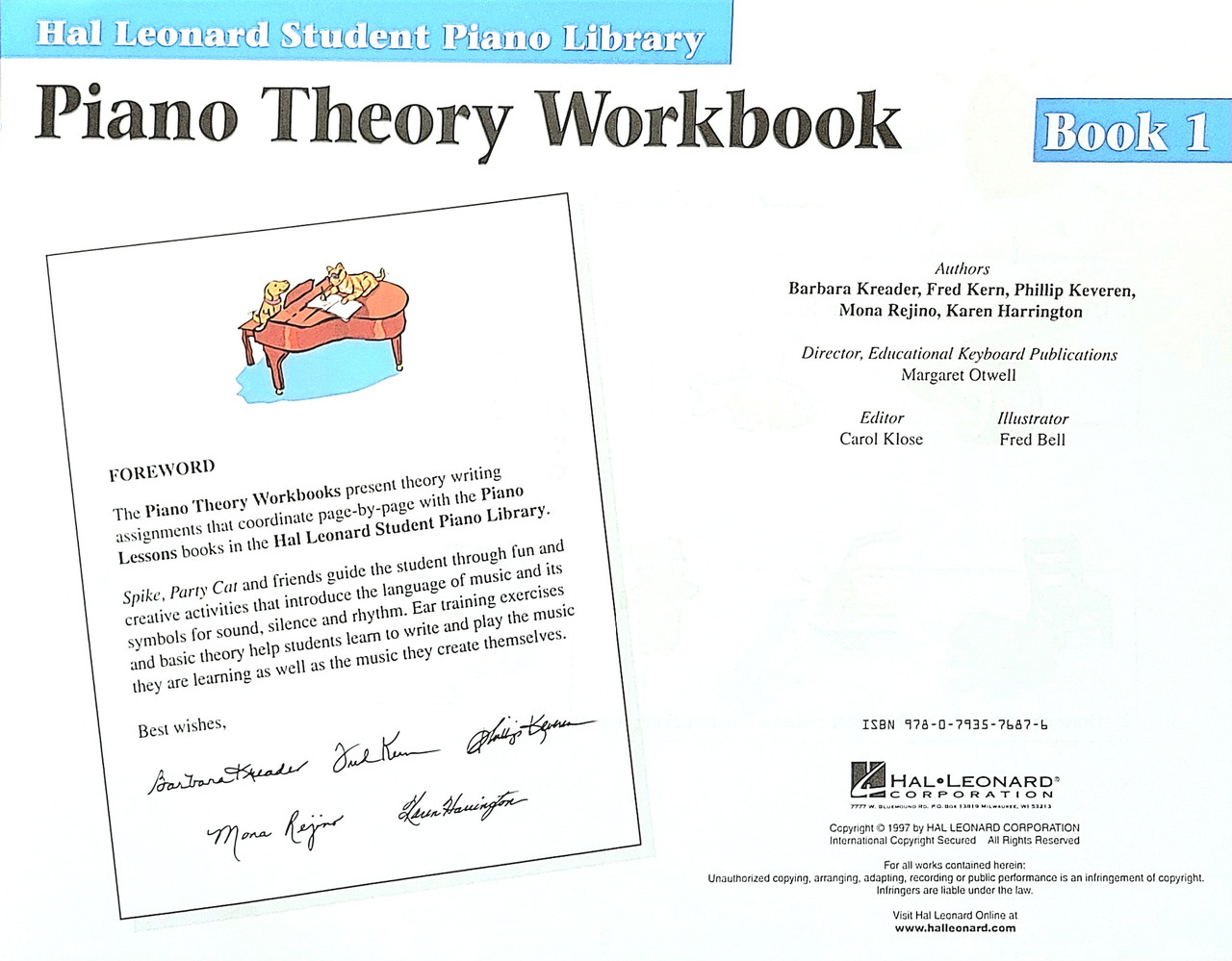 Piano Theory Workbook - Book 1 - Hal Leonard Student Piano Library ...
