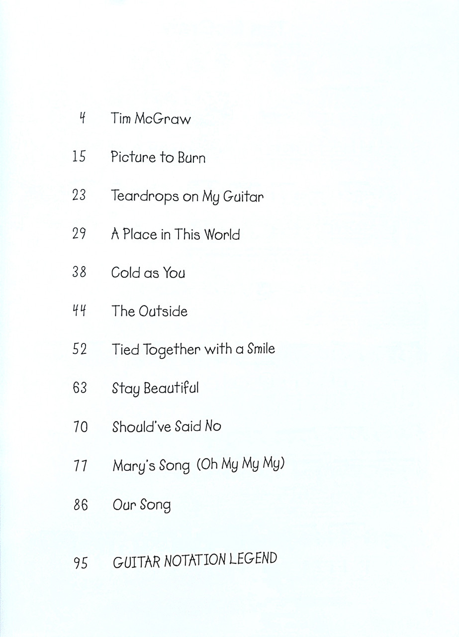 Taylor Swift - Recorded Guitar Versions with Notes and Tablature ...