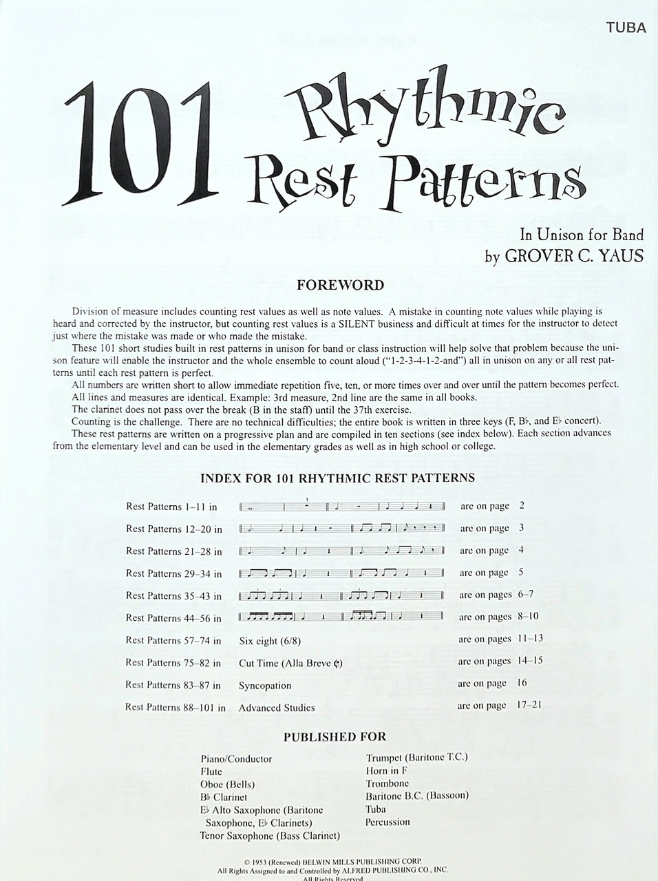 Rhythmic Rest Patterns 101 - Tuba - Piano Gallery