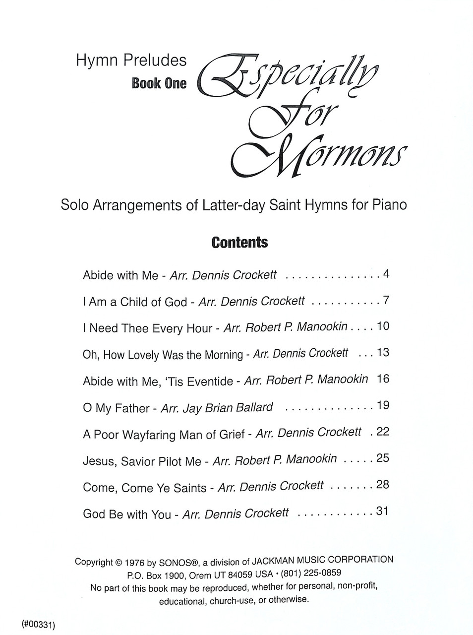 Especially for Mormons - Hymn Preludes Book One - Piano Gallery