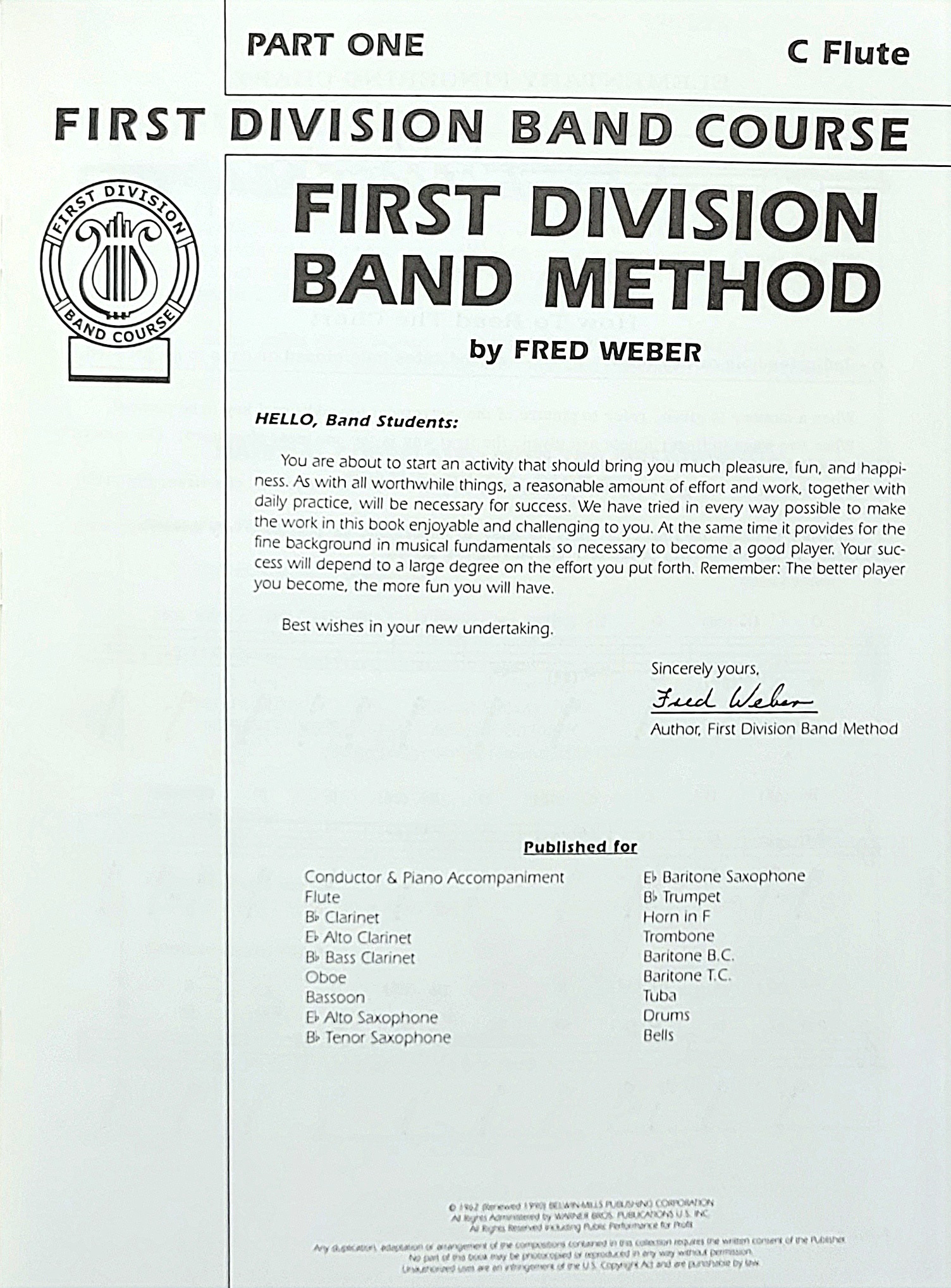 First Division Band Method Part 1 C Flute at Piano Gallery Superstore