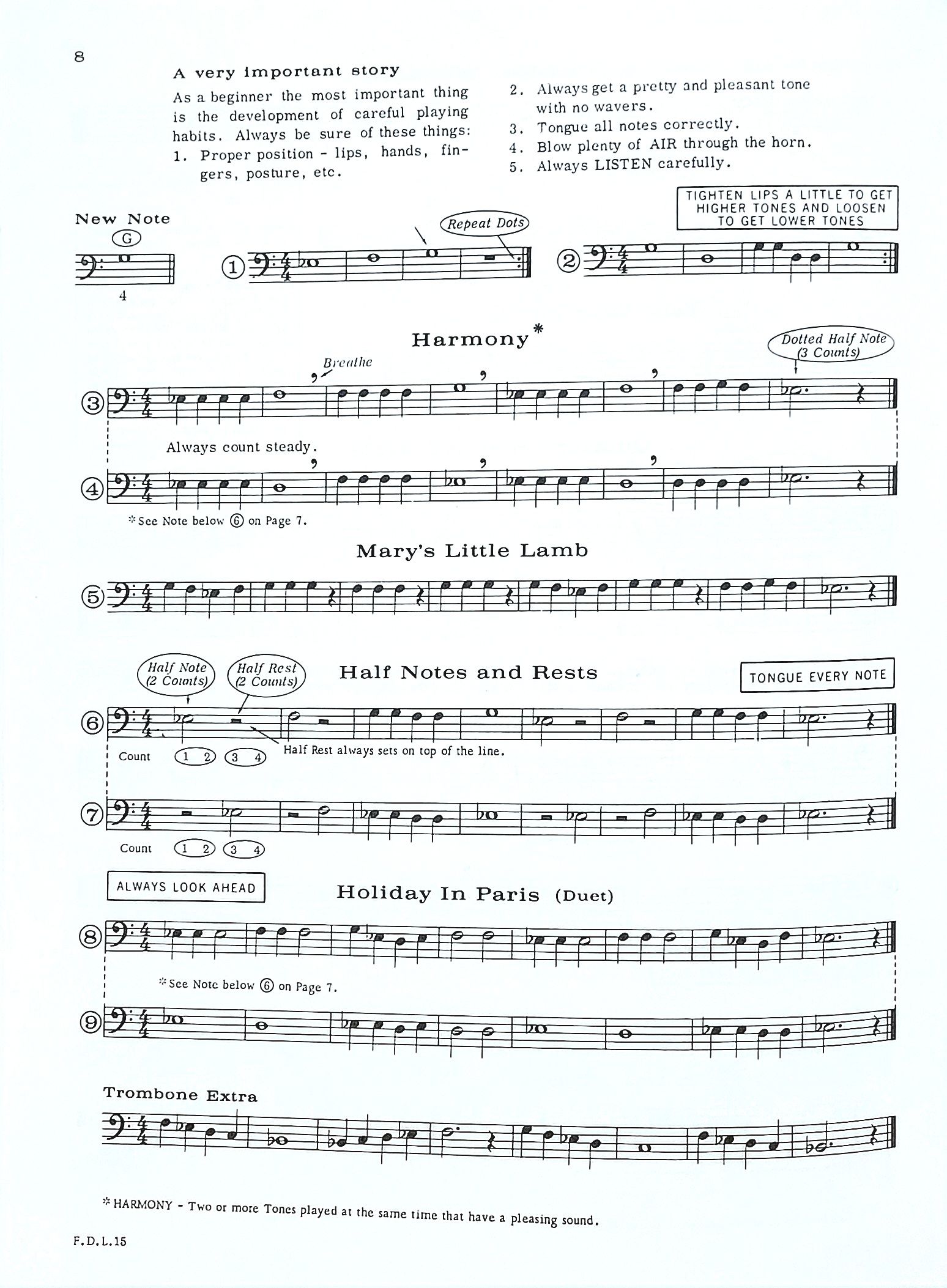 First Division Band Method Part 1 B Flat Trombone at Piano Gallery ...