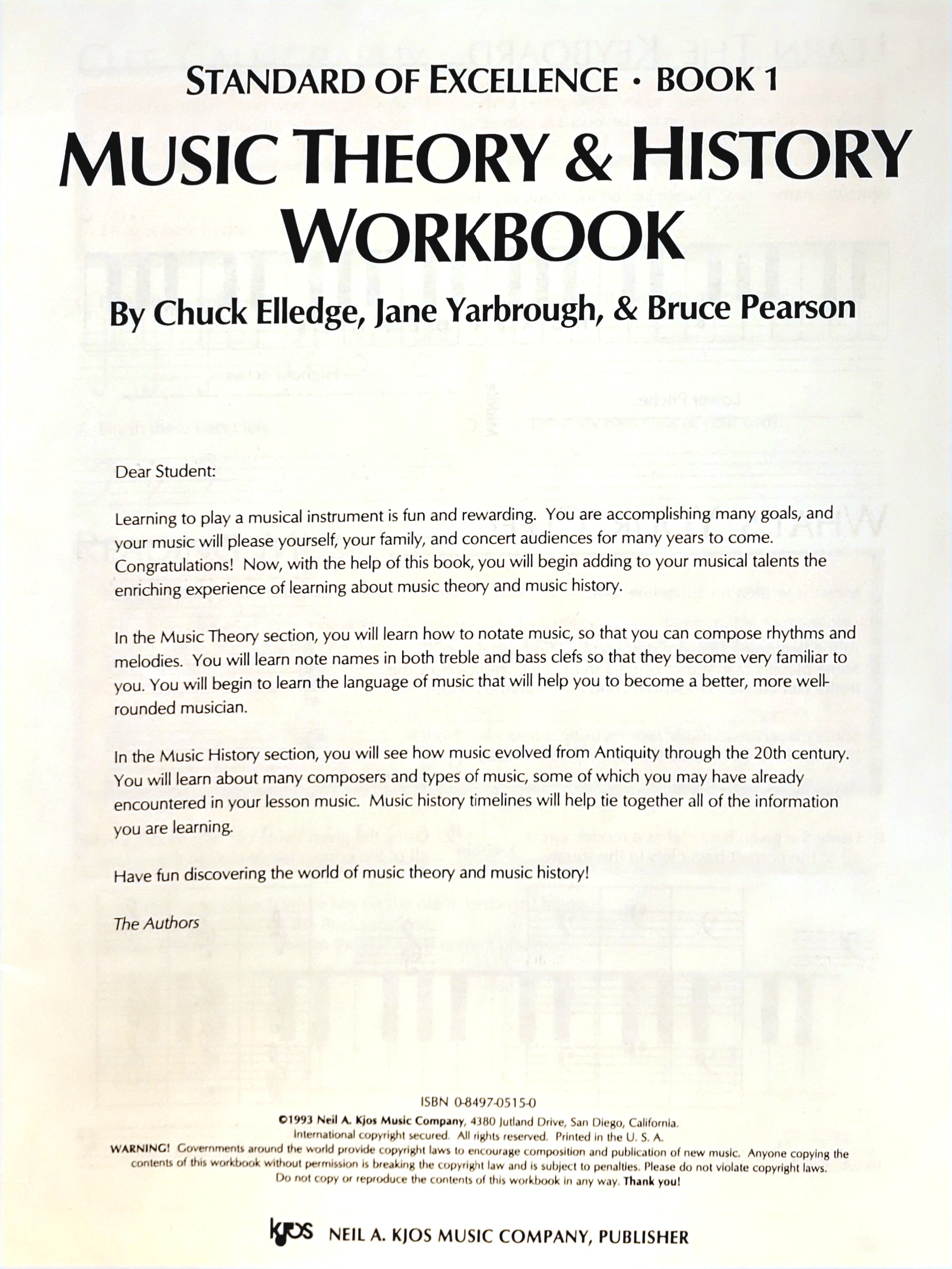 Standard of Excellence Music Theory & History Workbook Book 1 at Piano ...