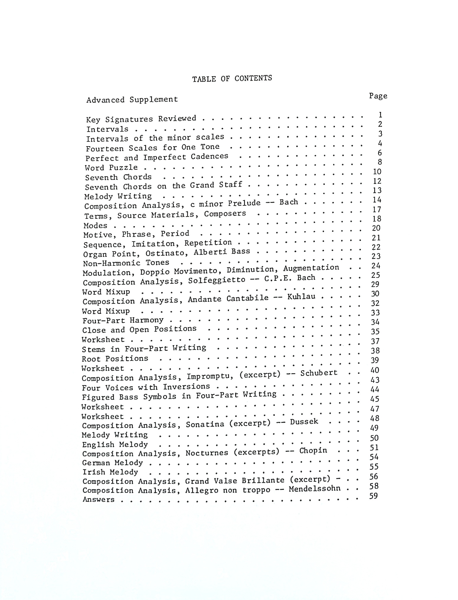 Concepts of Piano Theory Advanced Supplement at Piano Gallery
