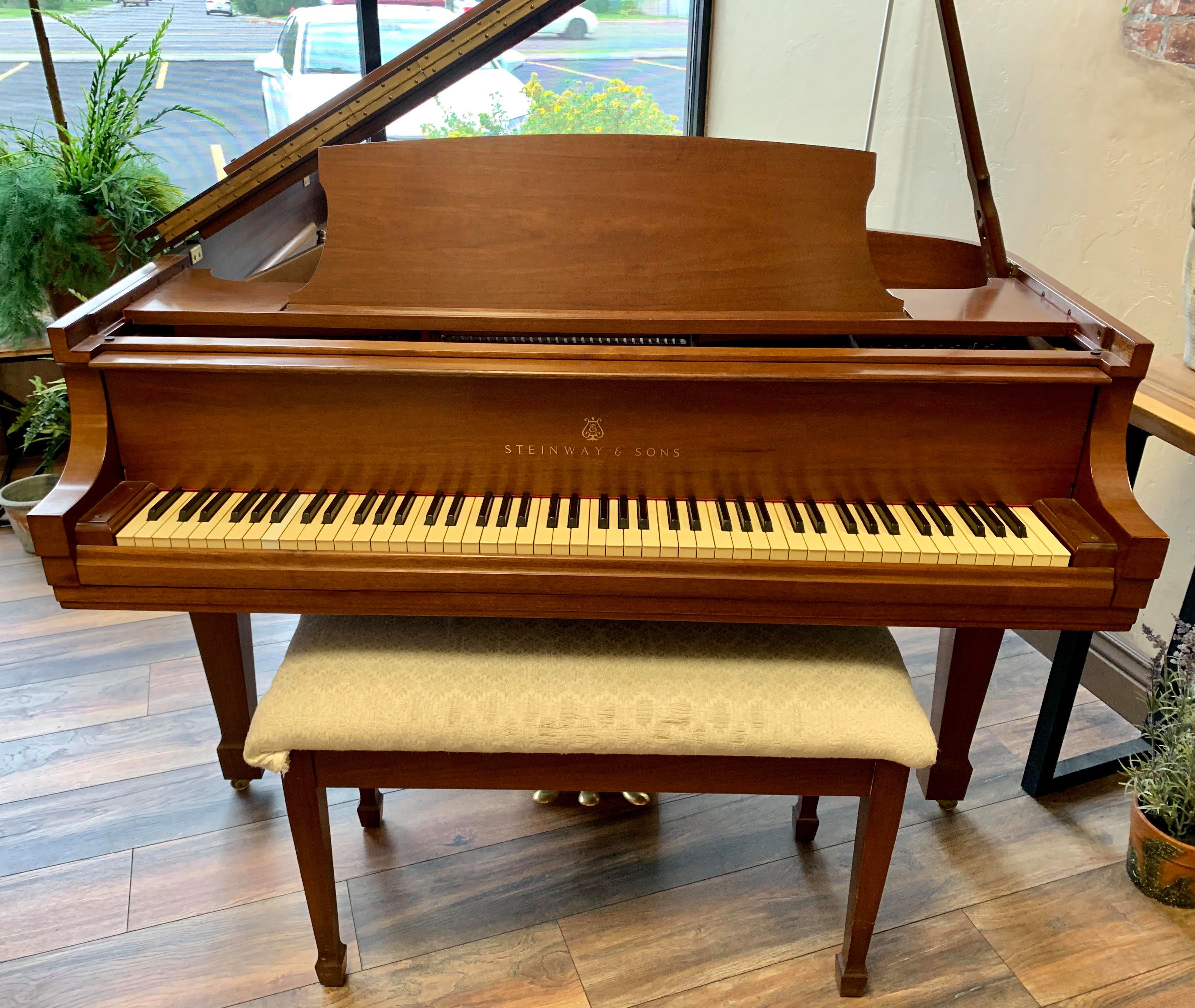 Steinway "L" Walnut Satin Grand Piano with Bench at Piano Gallery