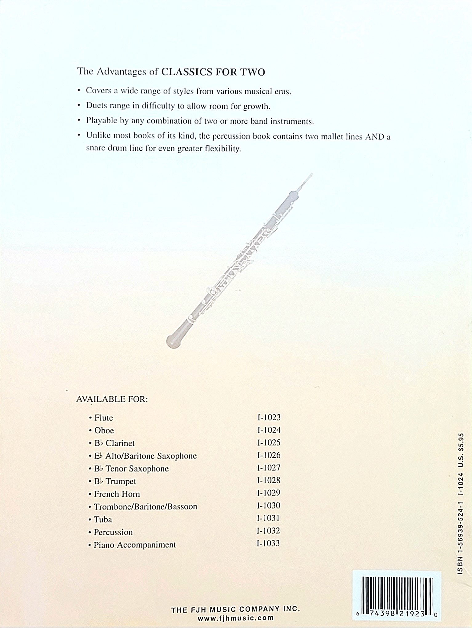 Classics for Two Oboe Book at Piano Gallery