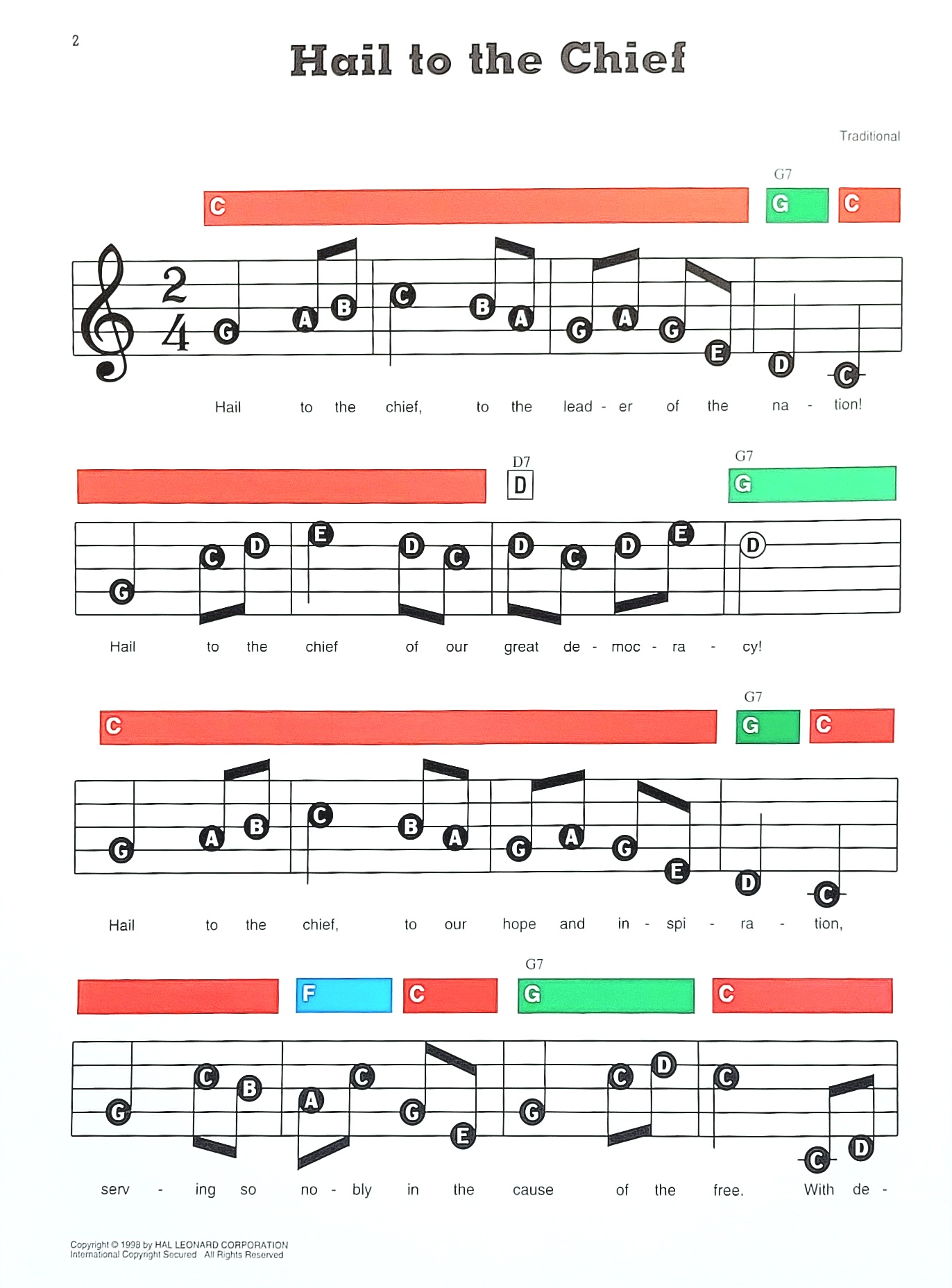 Hail to the Chief - Lowrey EZ Play Sheet Music - Piano Gallery