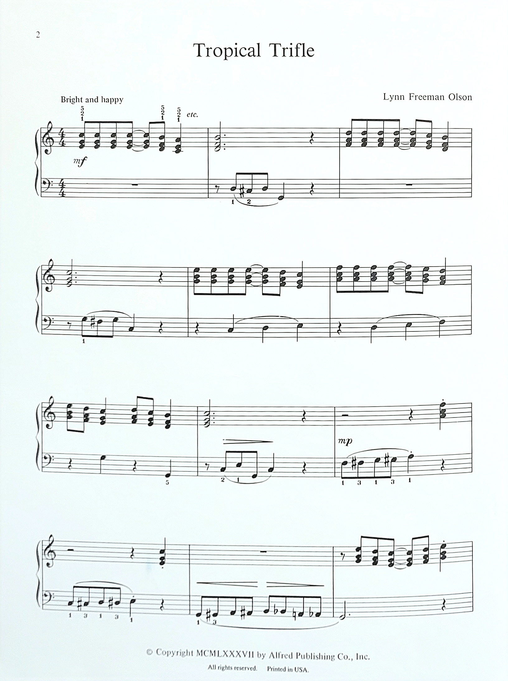 Tropical Trifle - Later Elementary Piano Solo - Sheet Music - Piano Gallery