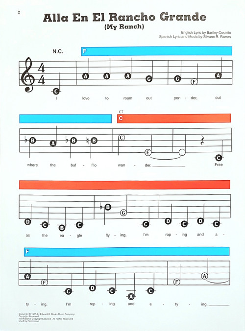 Alla En El Rancho Grande - Lowrey EZ Play Sheet Music - Piano Gallery