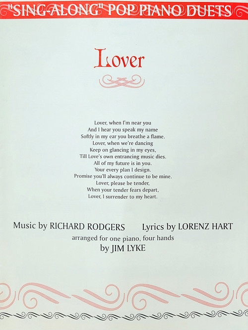 USED SHEET MUSIC - Lover - Sing-Along Pop Piano Duets - Piano Gallery