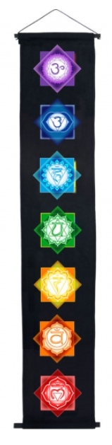 Banner - 7 Chakras on Squares/Black - inspired living