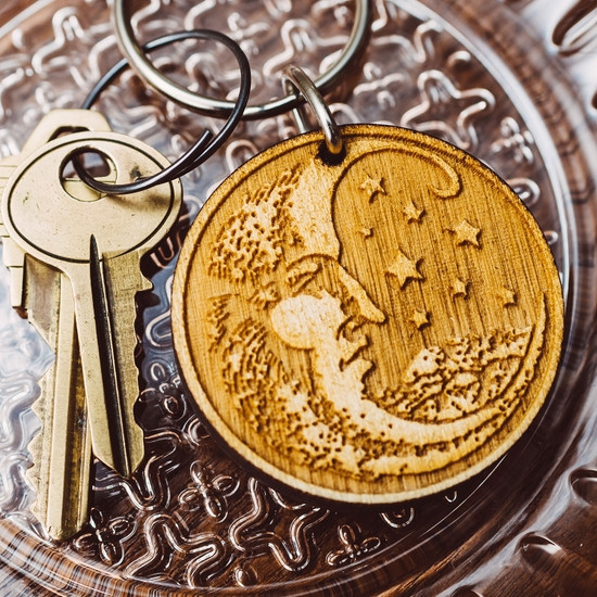 Key Chain - Woodcut Moon - inspired living