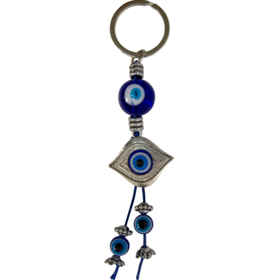 Key Chain - Glass & Metal Evil Eye - inspired living