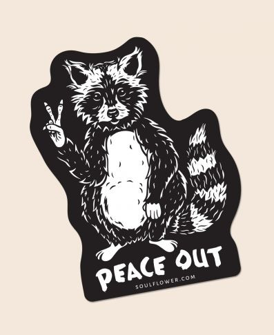 Sticker - Peace Out Raccoon - inspired living