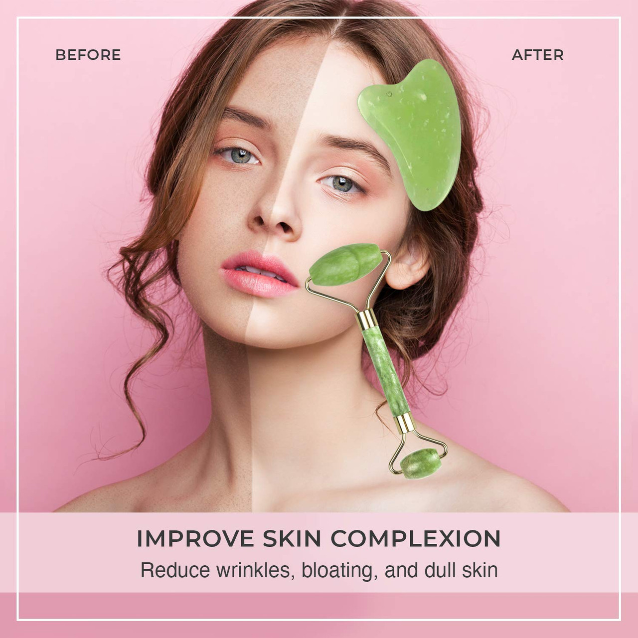 Face Roller/Gua Sha Kit - Jade - inspired living