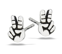 Earrings/Post - Peace Sign Hand Studs - inspired living