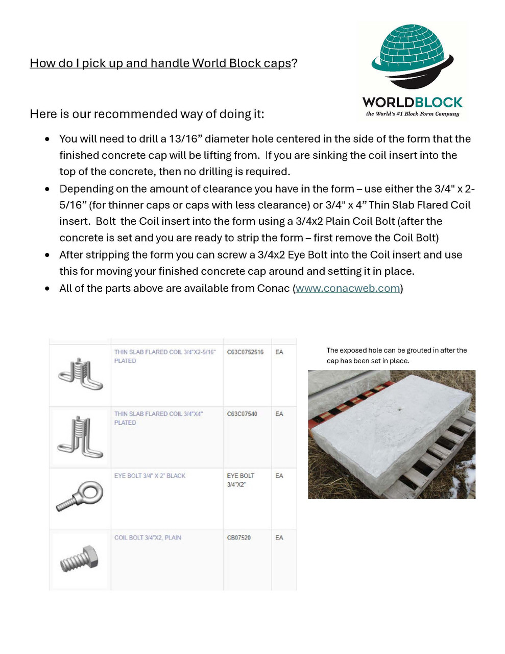 V-Interlock - Top Cap Form - 72 inch - World Block Inc.