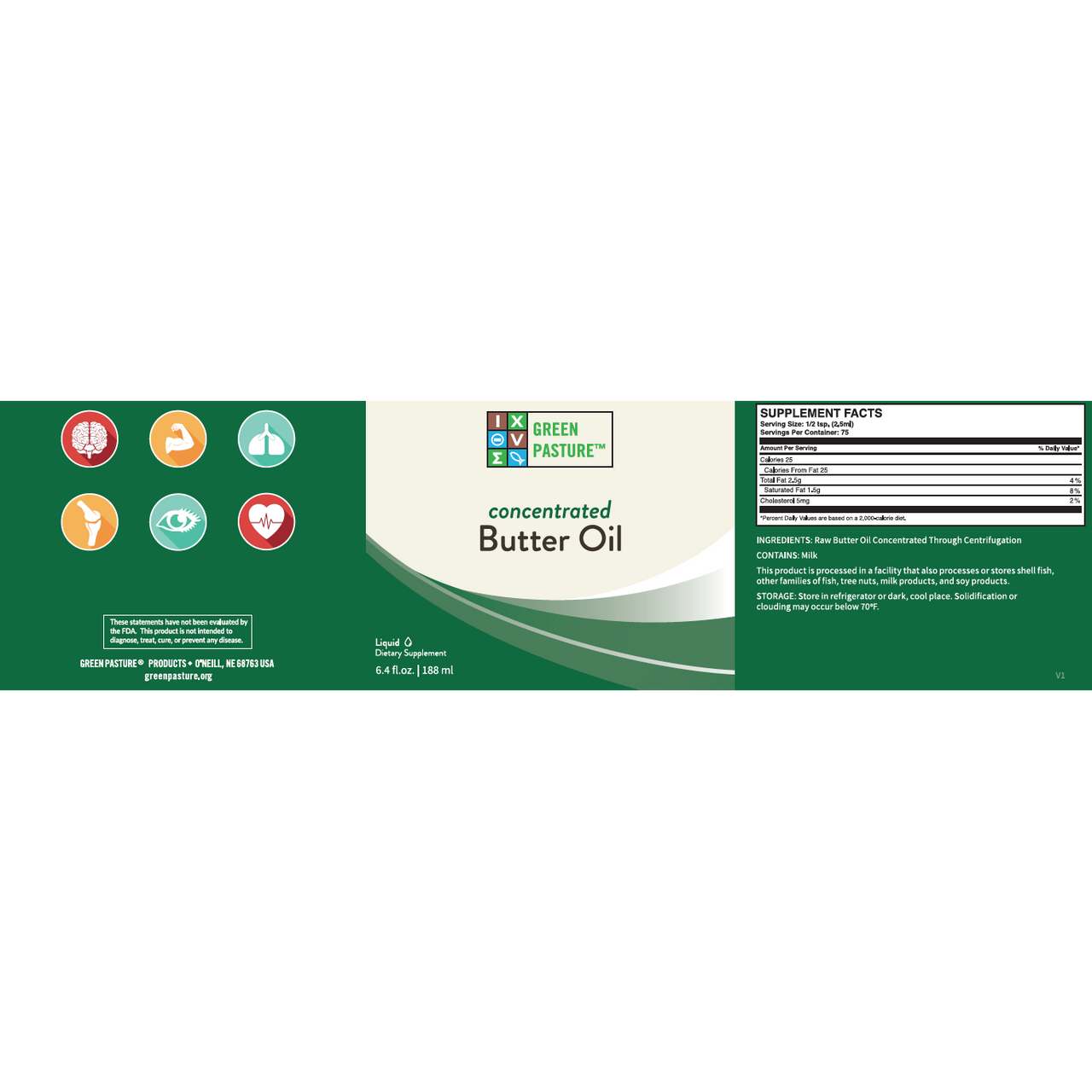 Green Pasture Concentrated Butter Oil - 6.4fl.oz. 188 ml liquid