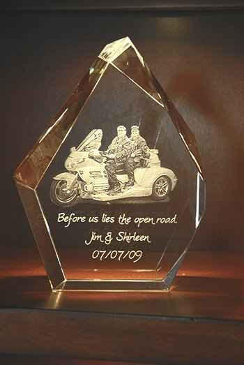Prestige Award Photo Crystals, Custom Laser Etched
