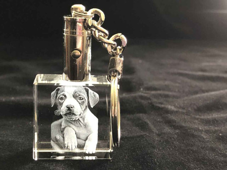 Square Crystal Keychain Light With Custom Engraving