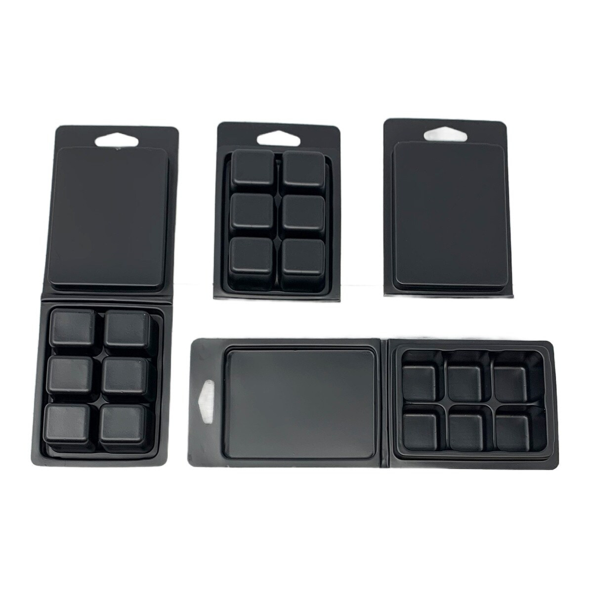 BLACK Breakaway 6 Cavity Tart Clamshell per each - Candles & Supplies