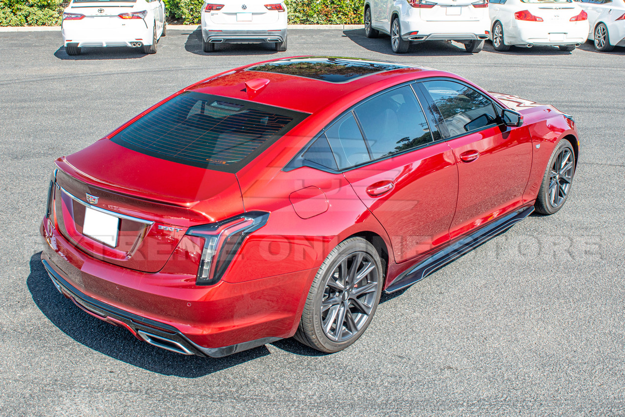 20-24+ Cadillac CT5-V & Sport, Carbon Fiber Side Skirt Kit - EOS (SS-446-BKCF)