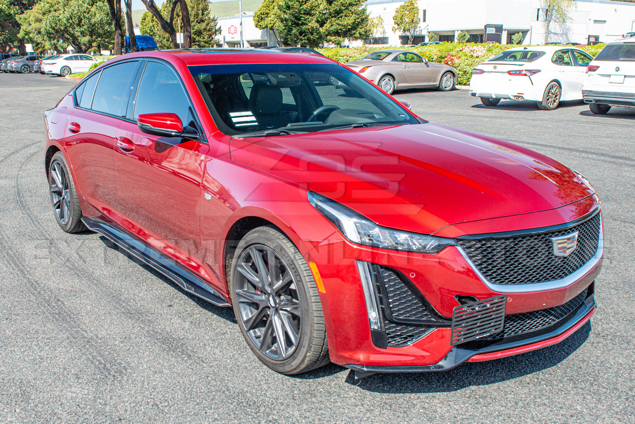 20-24+ Cadillac CT5-V & Sport, Carbon Fiber Side Skirt Kit - EOS (SS-446-BKCF)