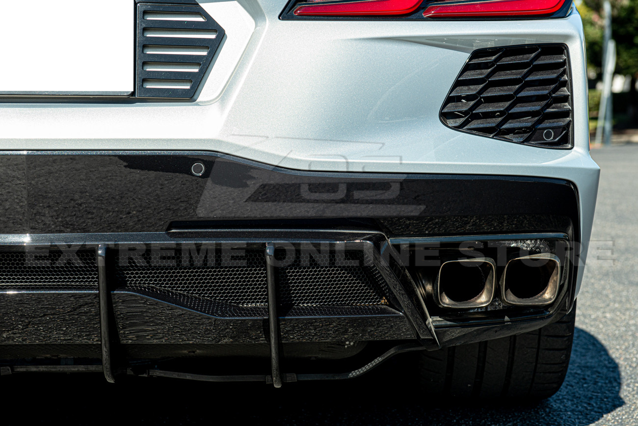 20-26+ C8 Corvette Diffuser Fins (Carbon Flash) - EOS (DIFF-407-V2-ABS)