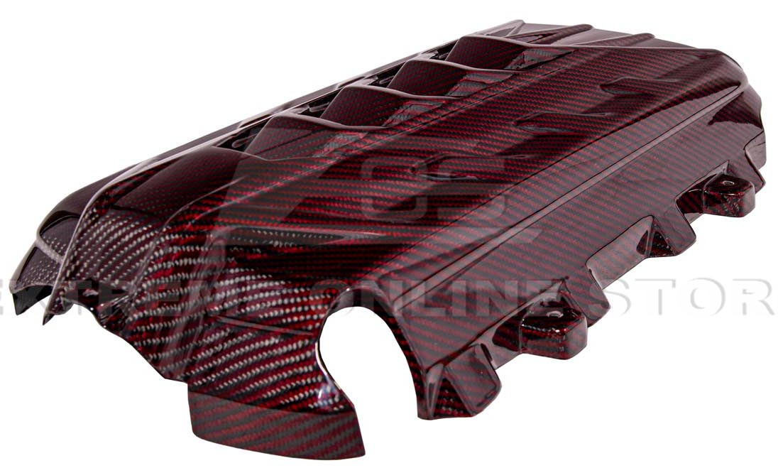 20-26+ C8 Corvette Carbon Fiber LT2 Engine Cover (Red) - EOS (EC-362-RDCF)