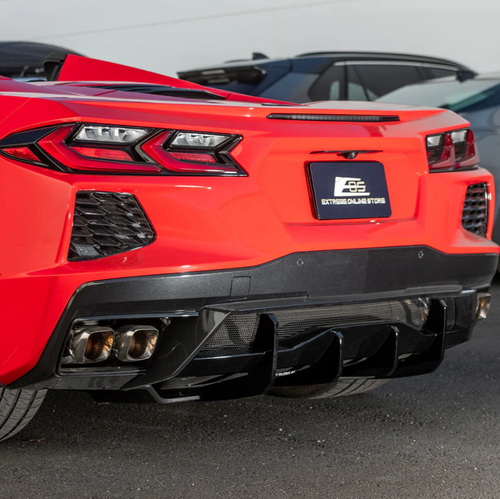 20-26+ C8 Corvette Diffuser Extension W/ Fins (Carbon Flash) - EOS ...