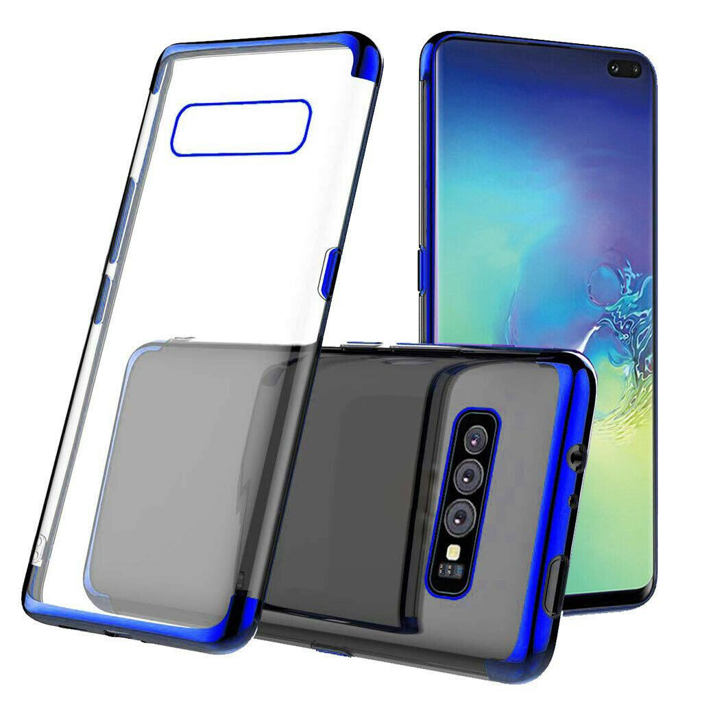 Blue Plated Clear Ultra Slim Soft Gel Case For Samsung Galaxy S10+ Plus ...