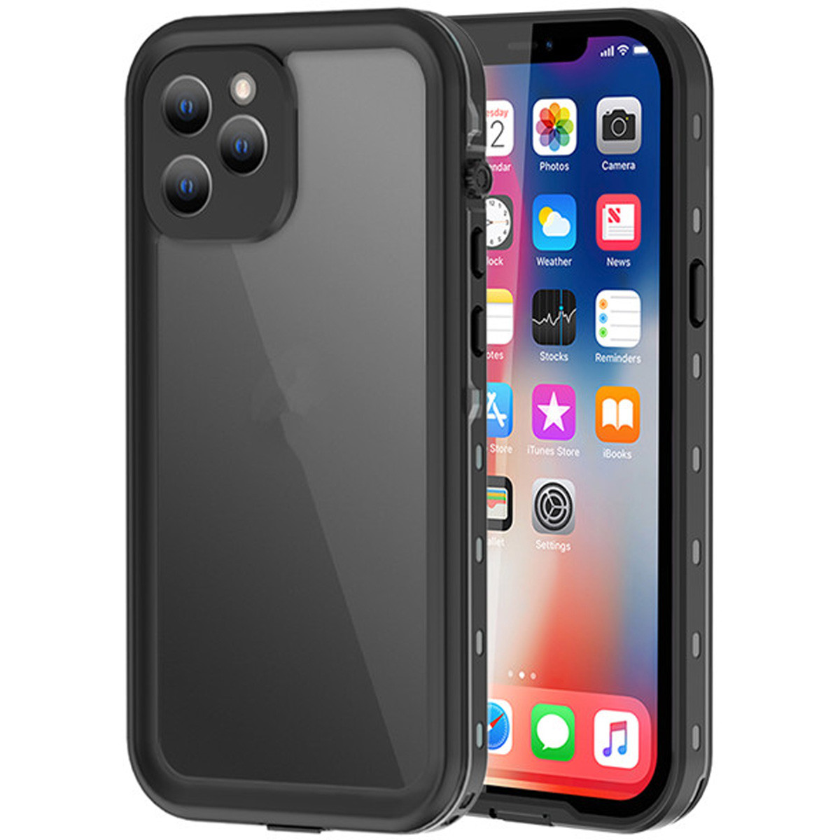 Black iPhone 12 Pro Max Waterproof Dirtproof Shock Proof Case - New ...