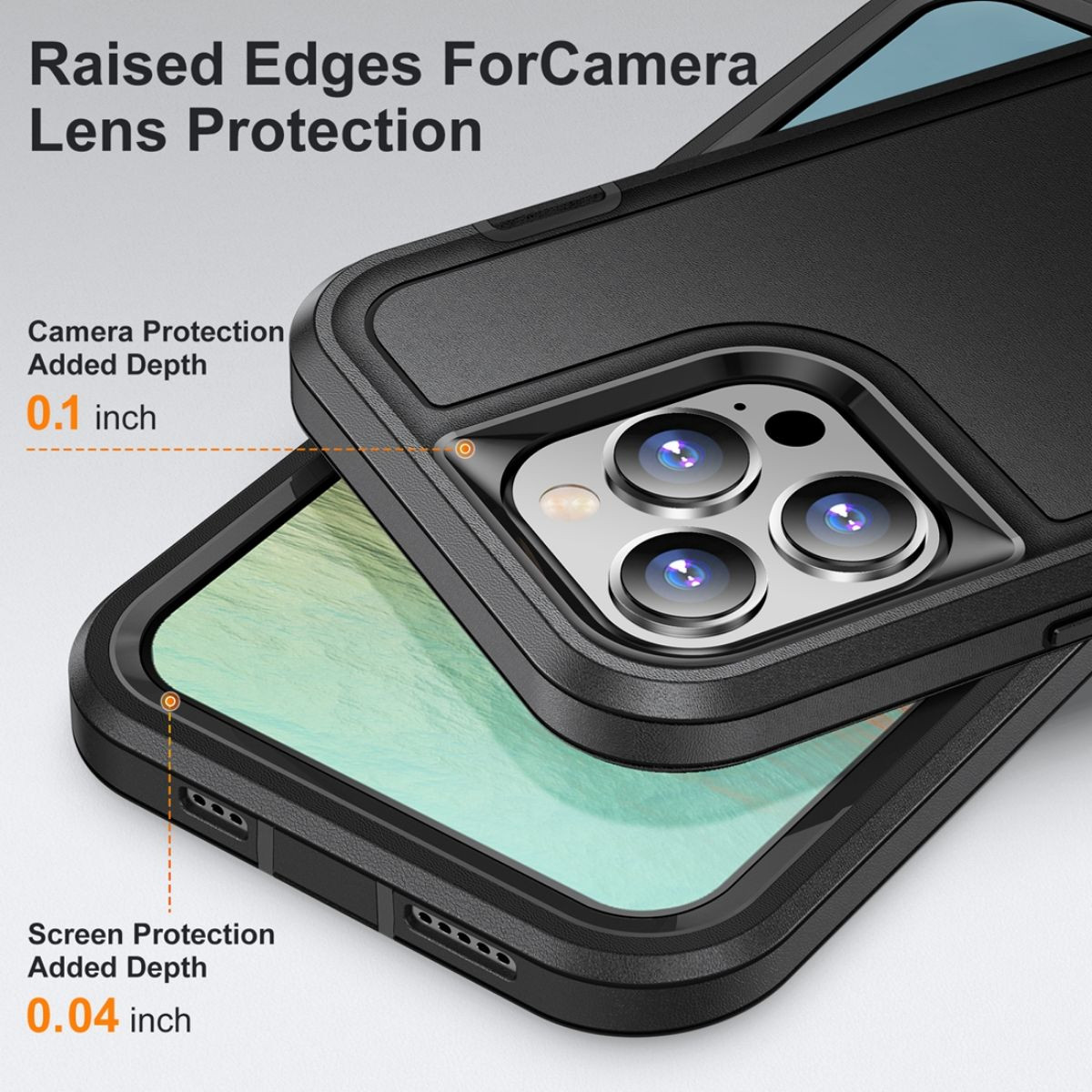 Black Tough Military Grade Drop Proof Defender Case For iPhone 15 Pro ...