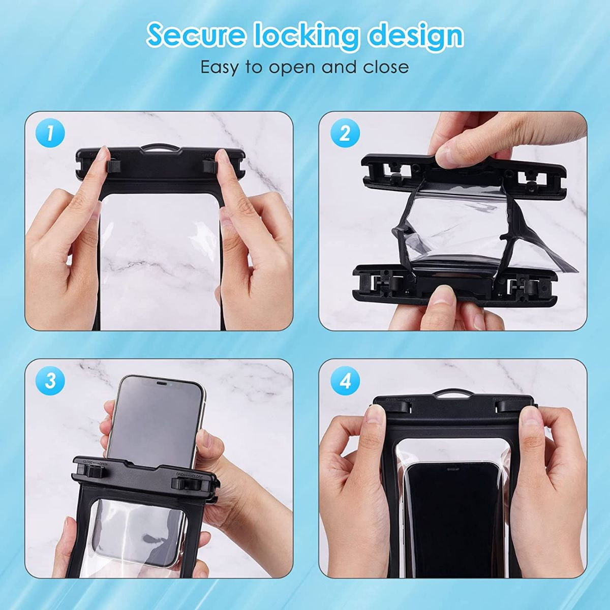 Black Waterproof Bag Phone Pouch Dry Swimming Bag For Galaxy A73 5G ...