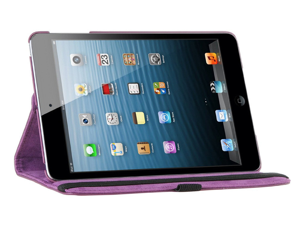Purple 360 Rotational Leather Stand Case Cover For Apple iPad Mini 3 ...